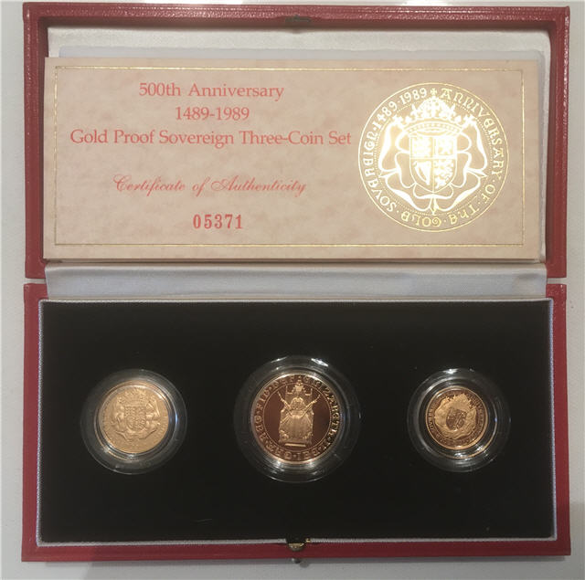 1989 500th Anniversary of Gold Sovereign 3-Coin Set - Coin Parade